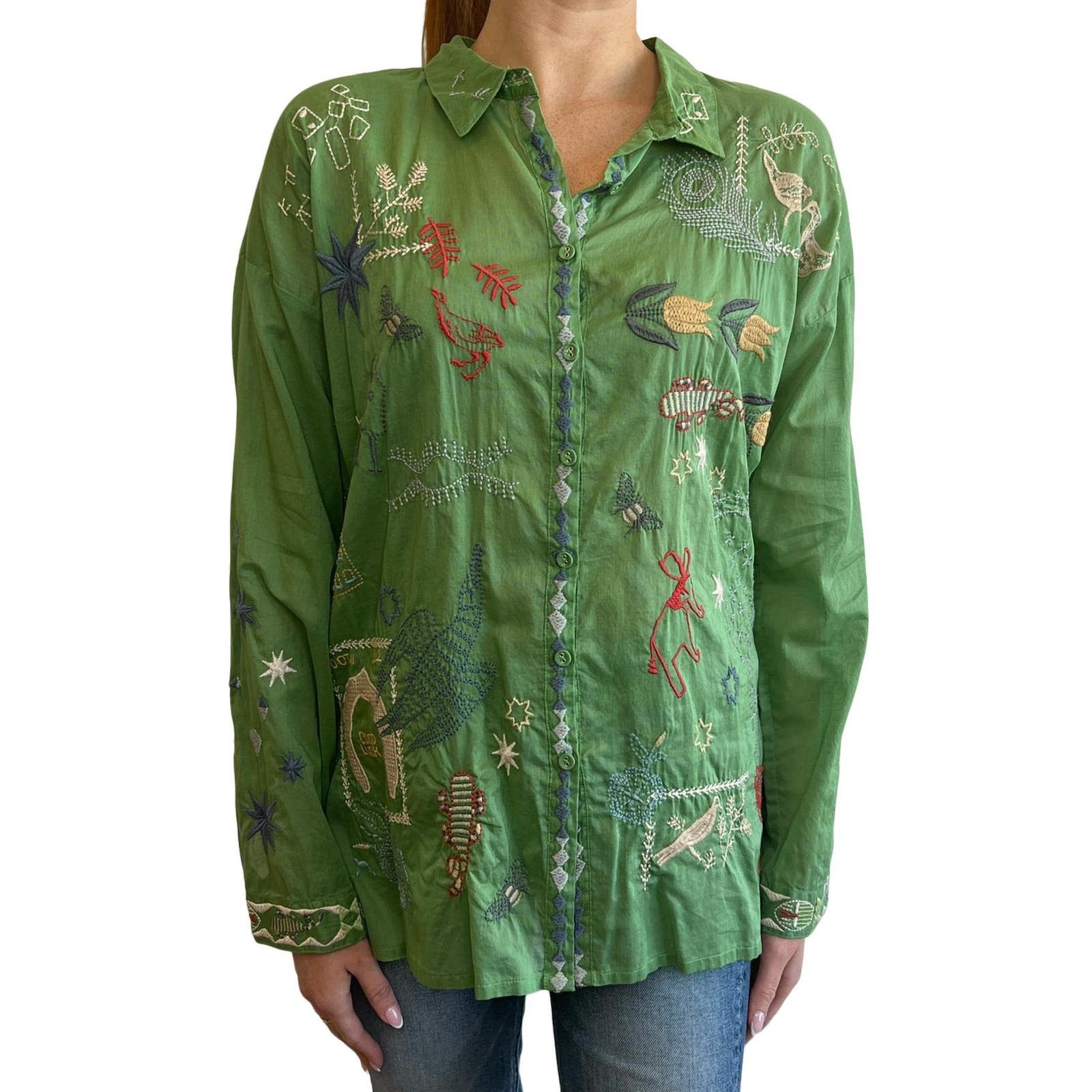 Johnny Was JOHNNY WAS Goya Blouse In Fern Green | Grailed