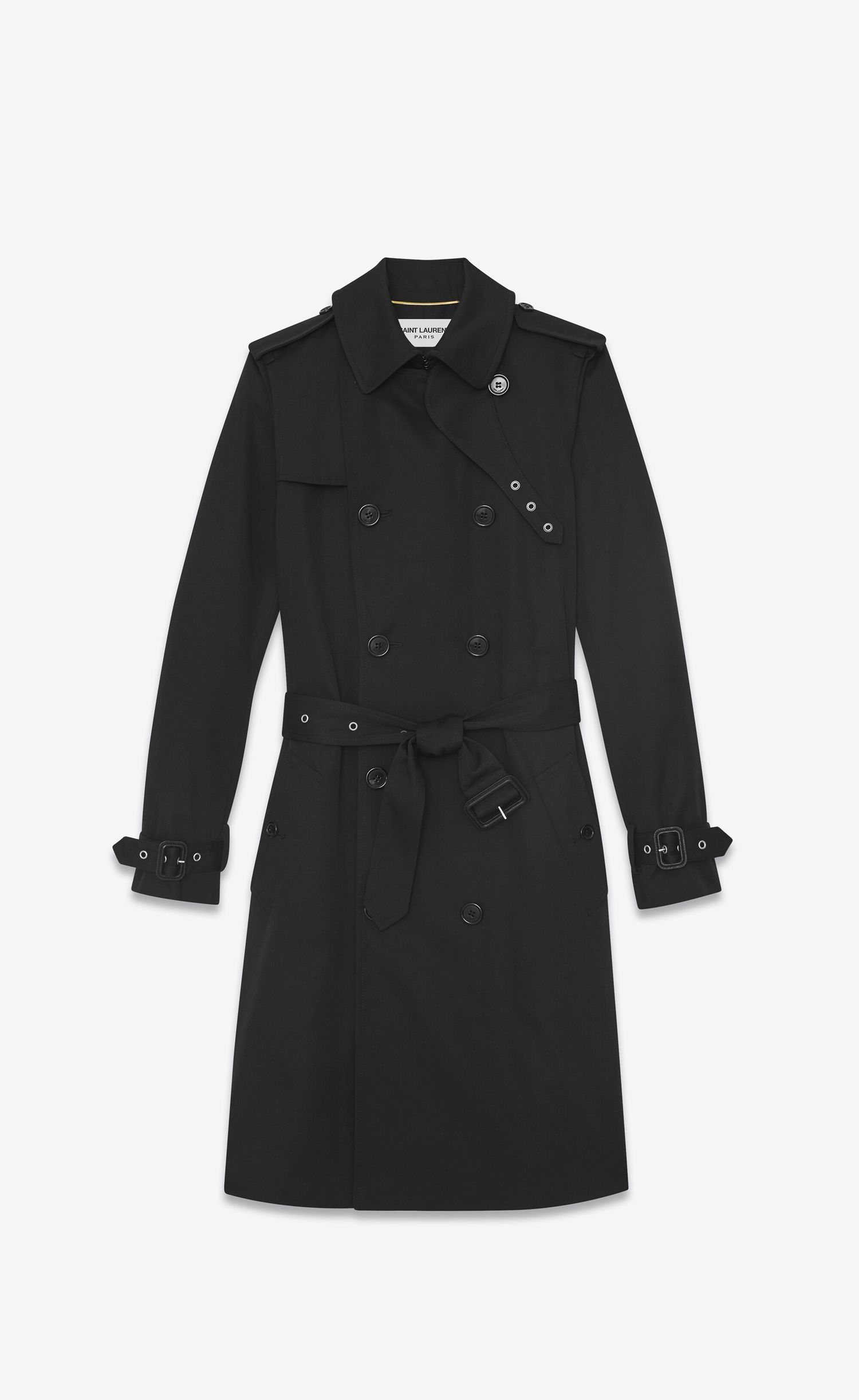 Saint Laurent Paris Trench Coat in Gabardine Black | Grailed