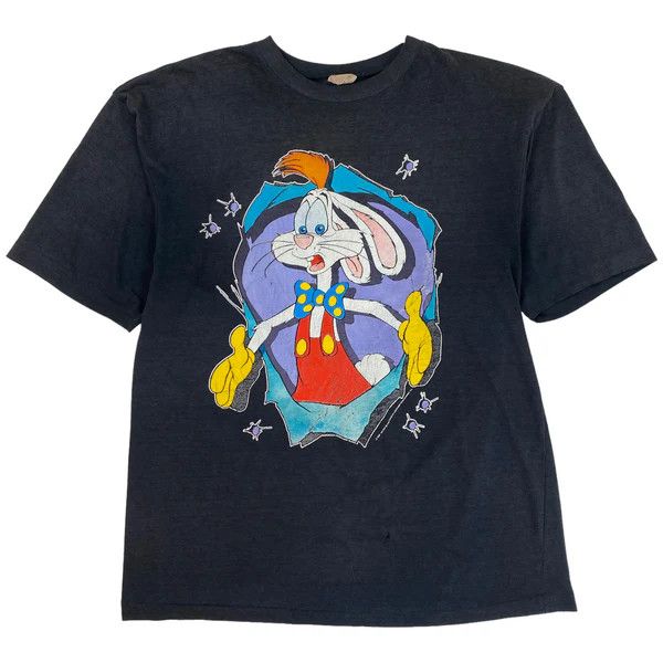 Vintage 1987 WHO FRAMED ROGER RABBIT T-SHIRT BLACK | Grailed
