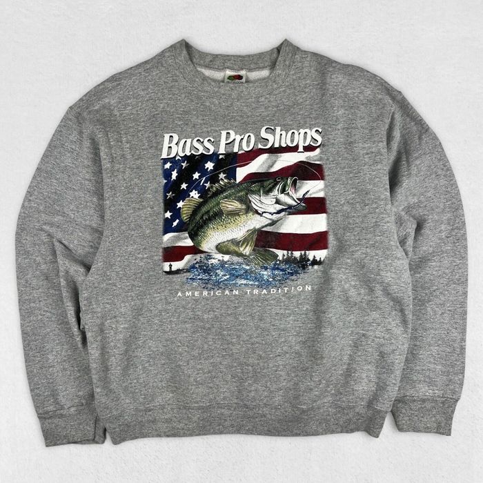 Vintage 90s Bass Pro Shops American Flag Crewneck Sweatshirt Fishing ...