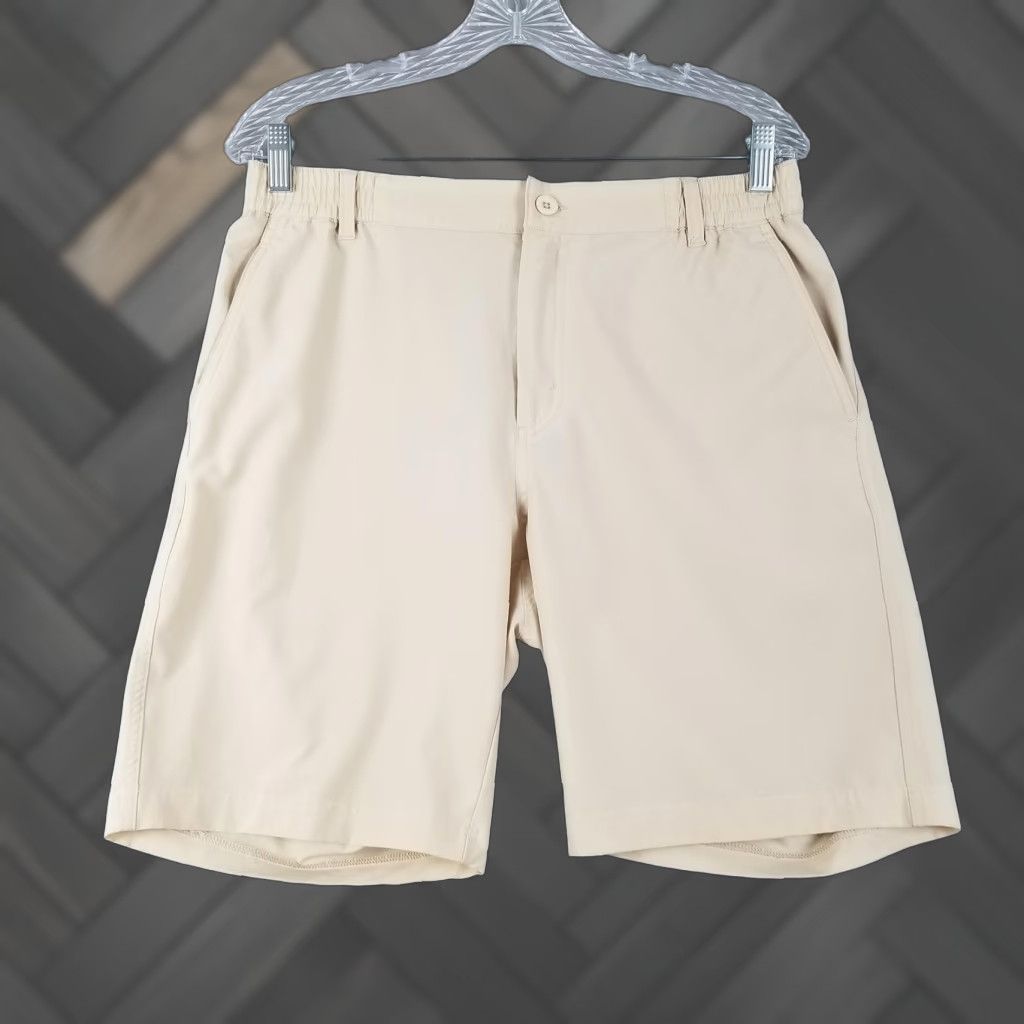 Vintage Caddy Cart Golf Shorts Mens Large Beige Elastic Waist Stretch ...