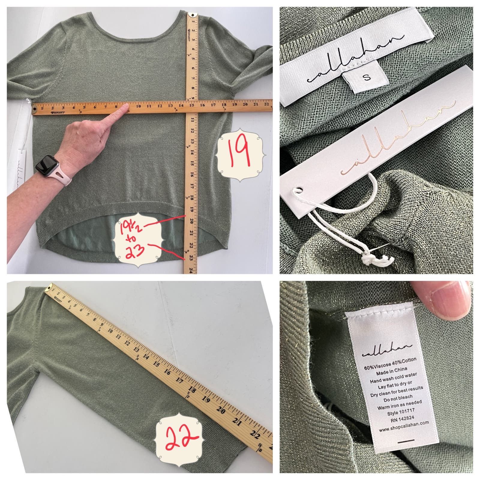 Other Callahan Revolve Green Shimmer Top NEW Sz S Metallic Threads ...