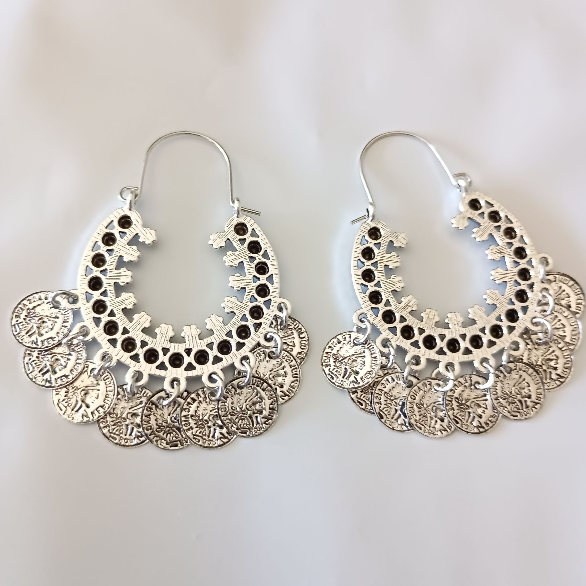 Other Boho-Chic Round Tassel Gypsy Hoop Earrings Silver-Tone | Grailed