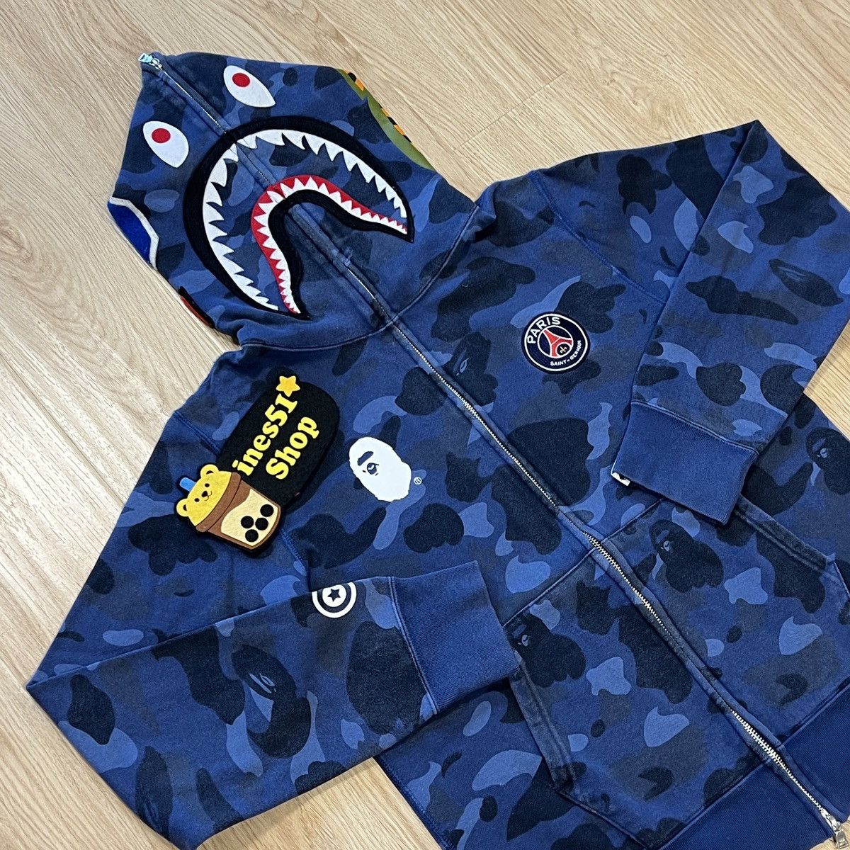 Bape Bape x PSG Shark Full Zip Hoodie | Grailed
