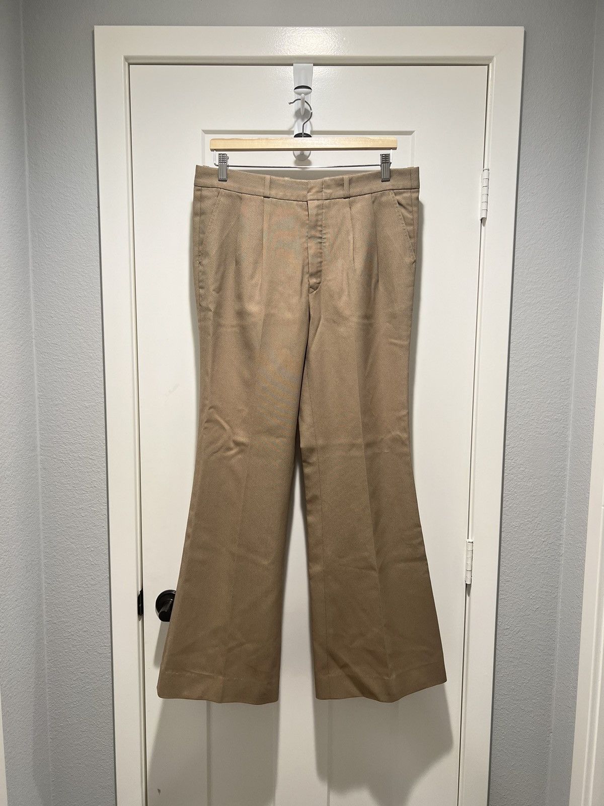 Unsound Rags × Vintage Vintage 70’s Pleated Beige Bell Bottoms | Grailed