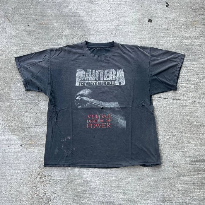 Vintage Vintage Pantera vulgar display faded black band t shirt | Grailed
