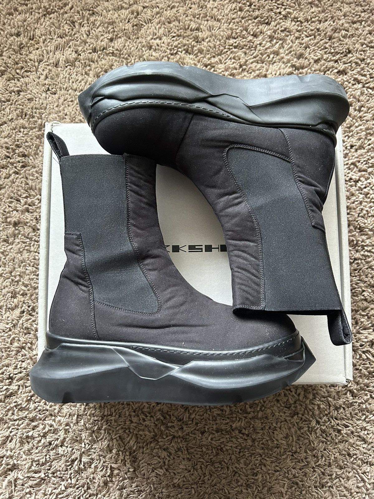 Rick Owens × Rick Owens Drkshdw Rick Owens Black Abstract Beatle Boot ...