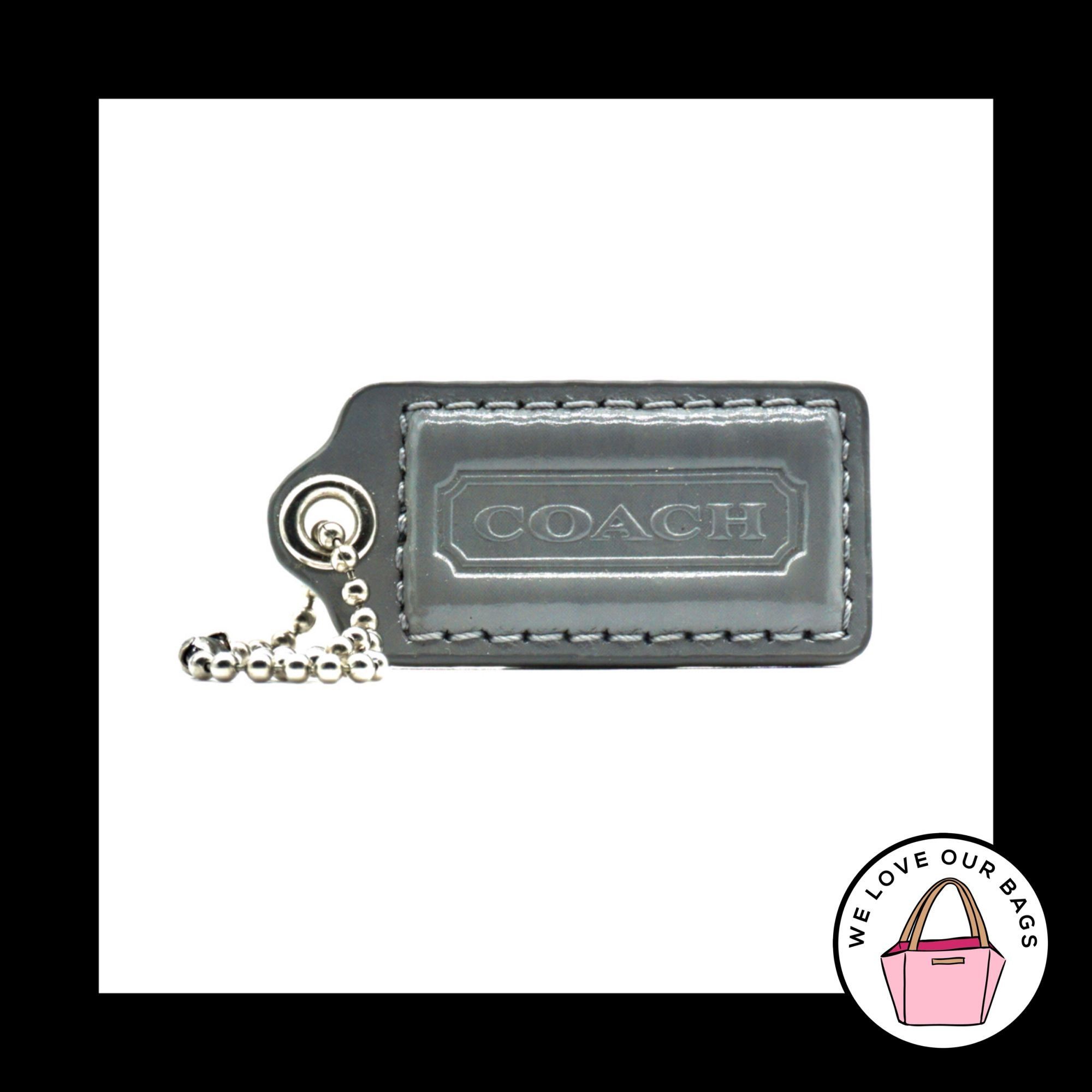 Coach 2" Medium COACH Gray Leather Nickel Key Fob Bag Charm Keycha ...