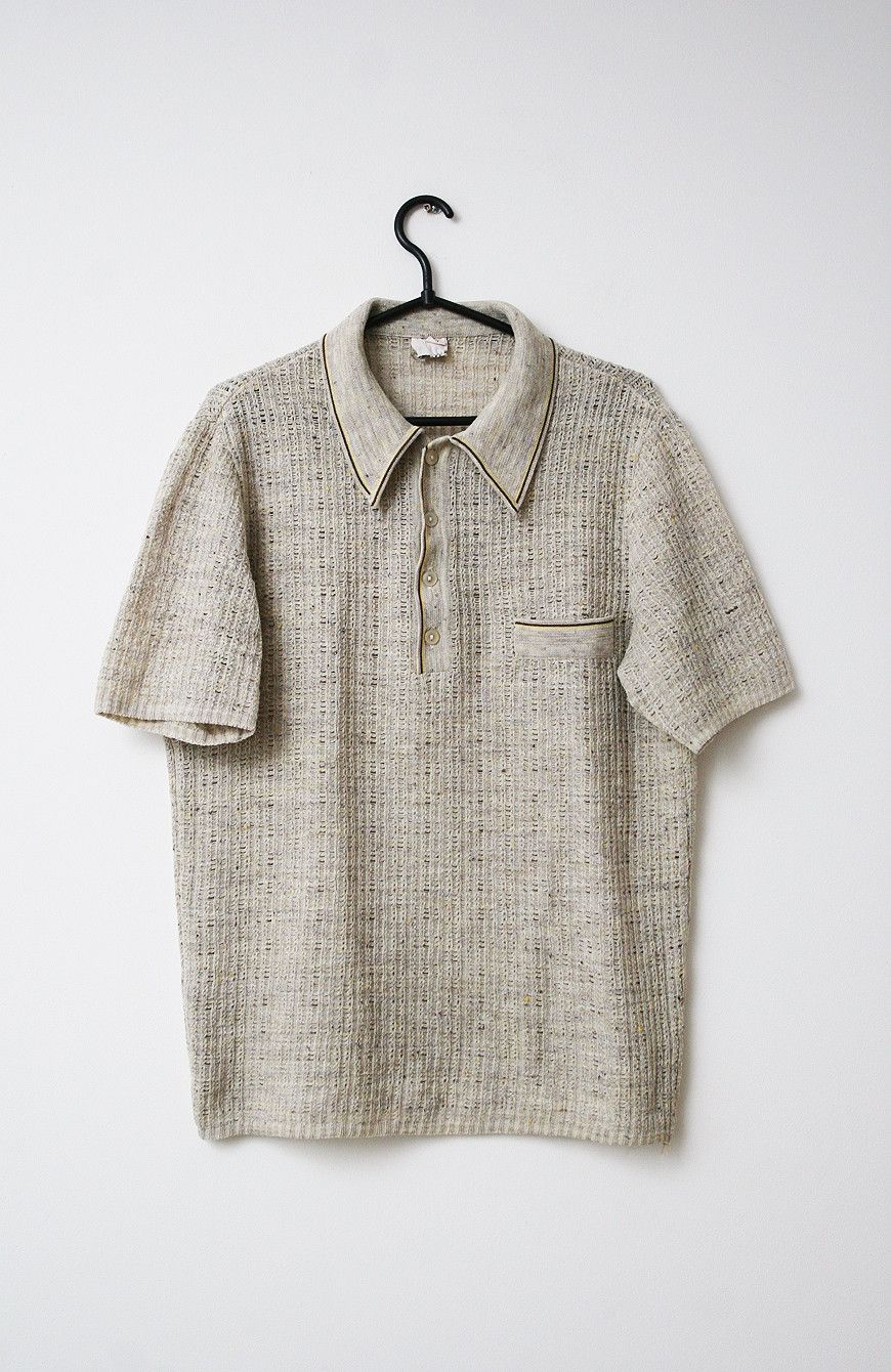Vintage Vintage 1960s Knit Mesh Polo Shirt MOD Retro Rockabilly 60s ...