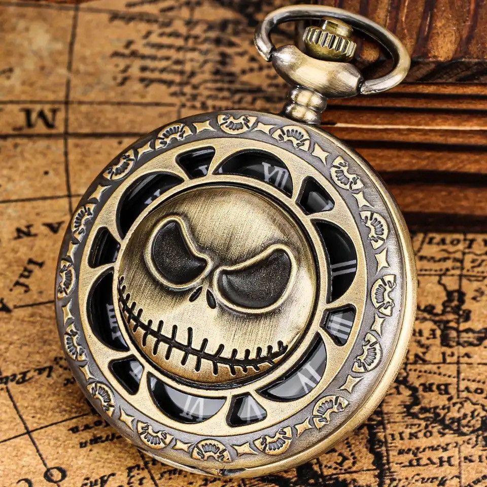 Vintage Halloween Theme Bronze Skeleton Quartz Pocket Watch | Grailed