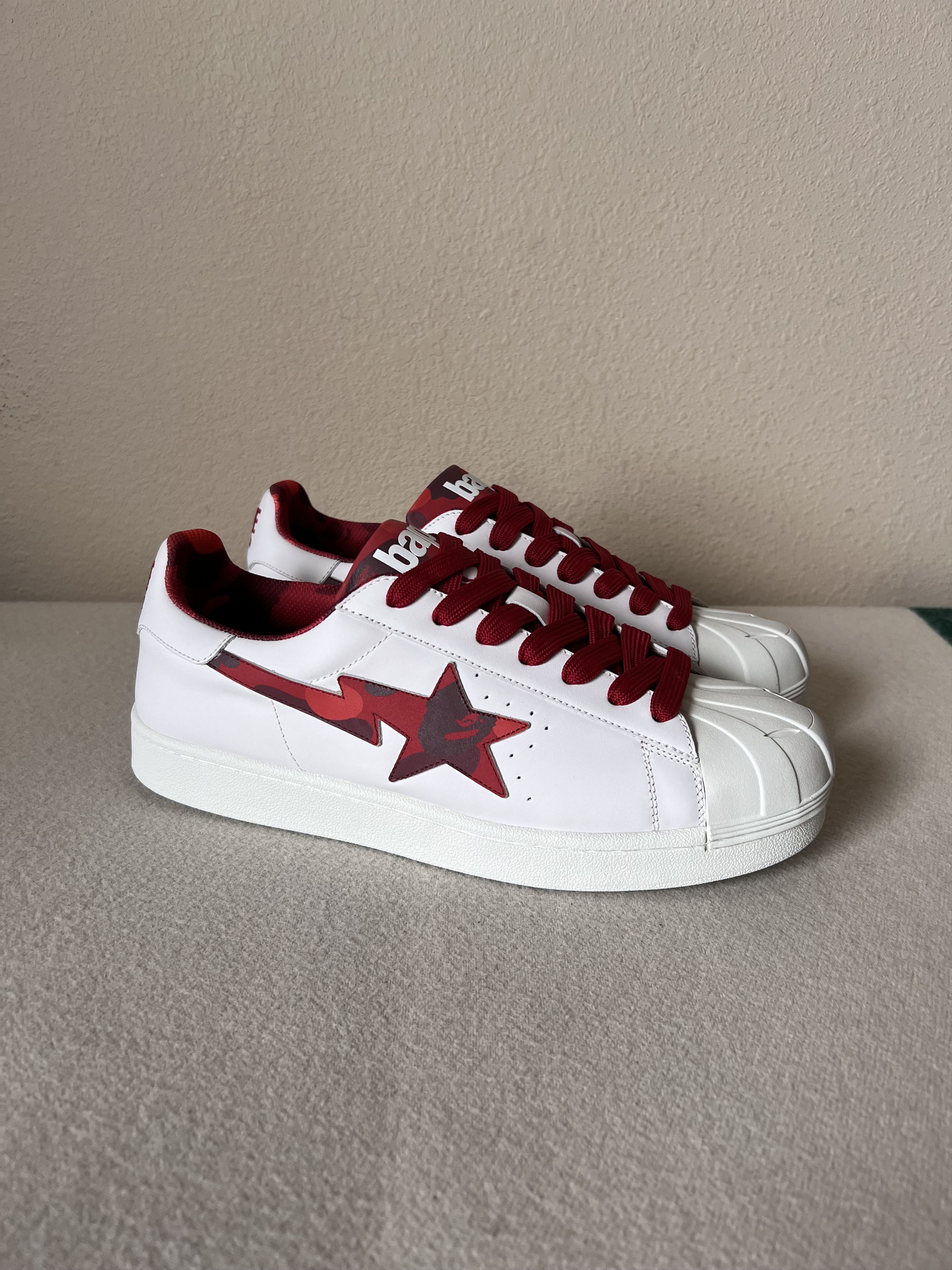 Bape Bape Skull Sta Sneakers in Red White | Grailed