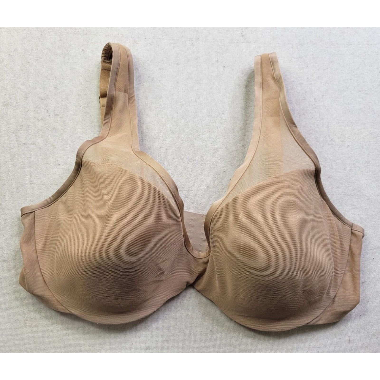 Vintage Smooth Beige Net Overlay Lined Underwire No Padding Full Figure ...