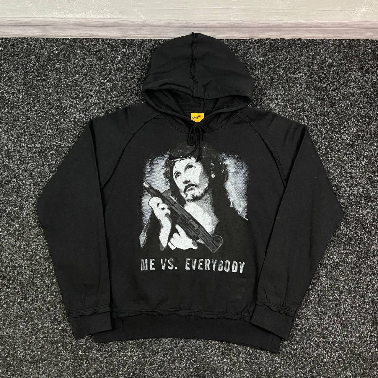 Vintage Gangsta Jesus Christ Uzi Vintage Distressed Style Hoodie | Grailed