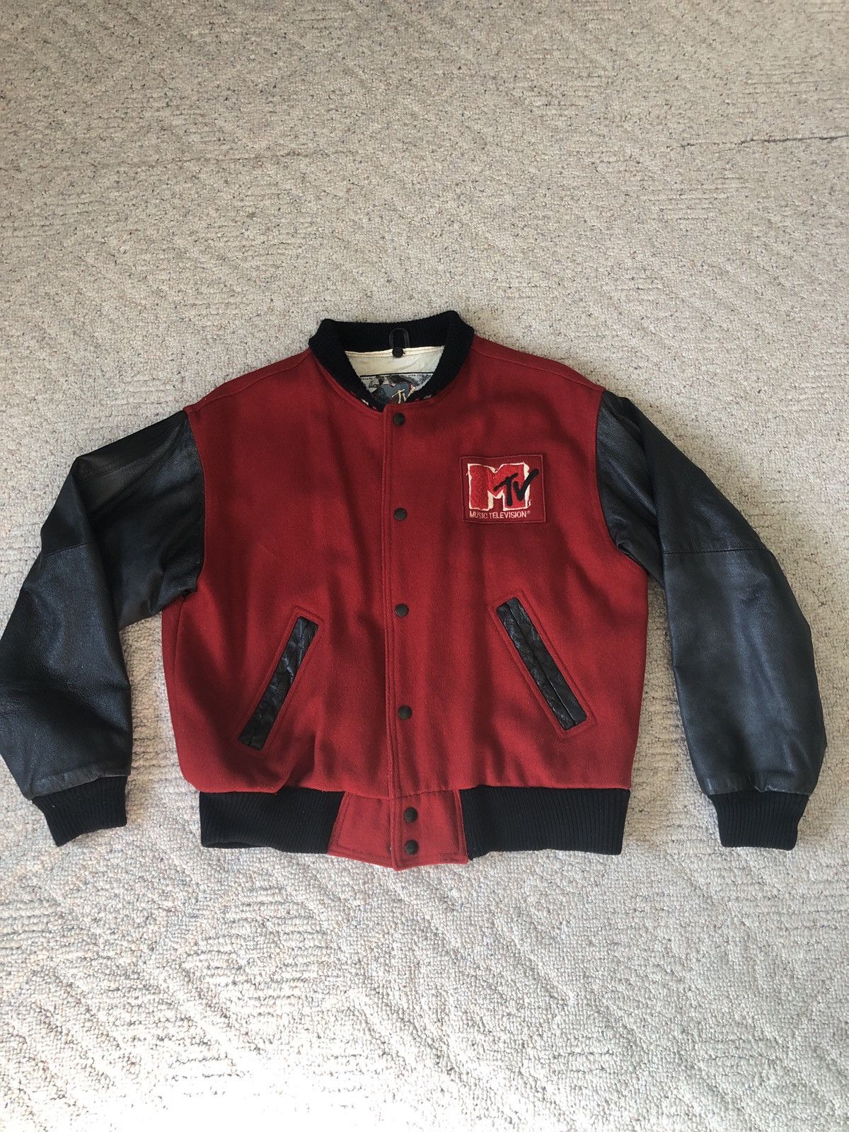 Mtv Rare 1992 MTV Networks Leather/Wool Varsity Jacket | Grailed