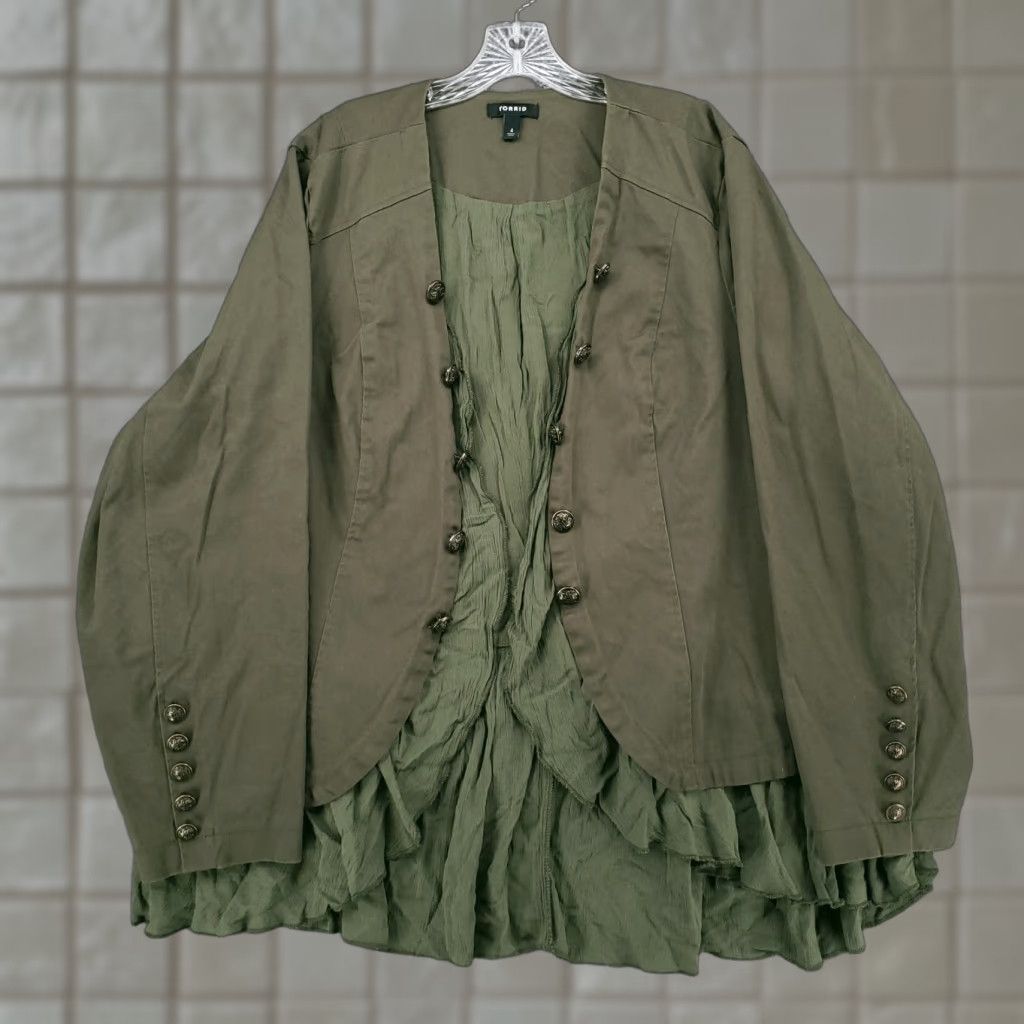 Torrid Torrid Military Jacket Womens Plus 4X Green Twill Peplum Stretch ...