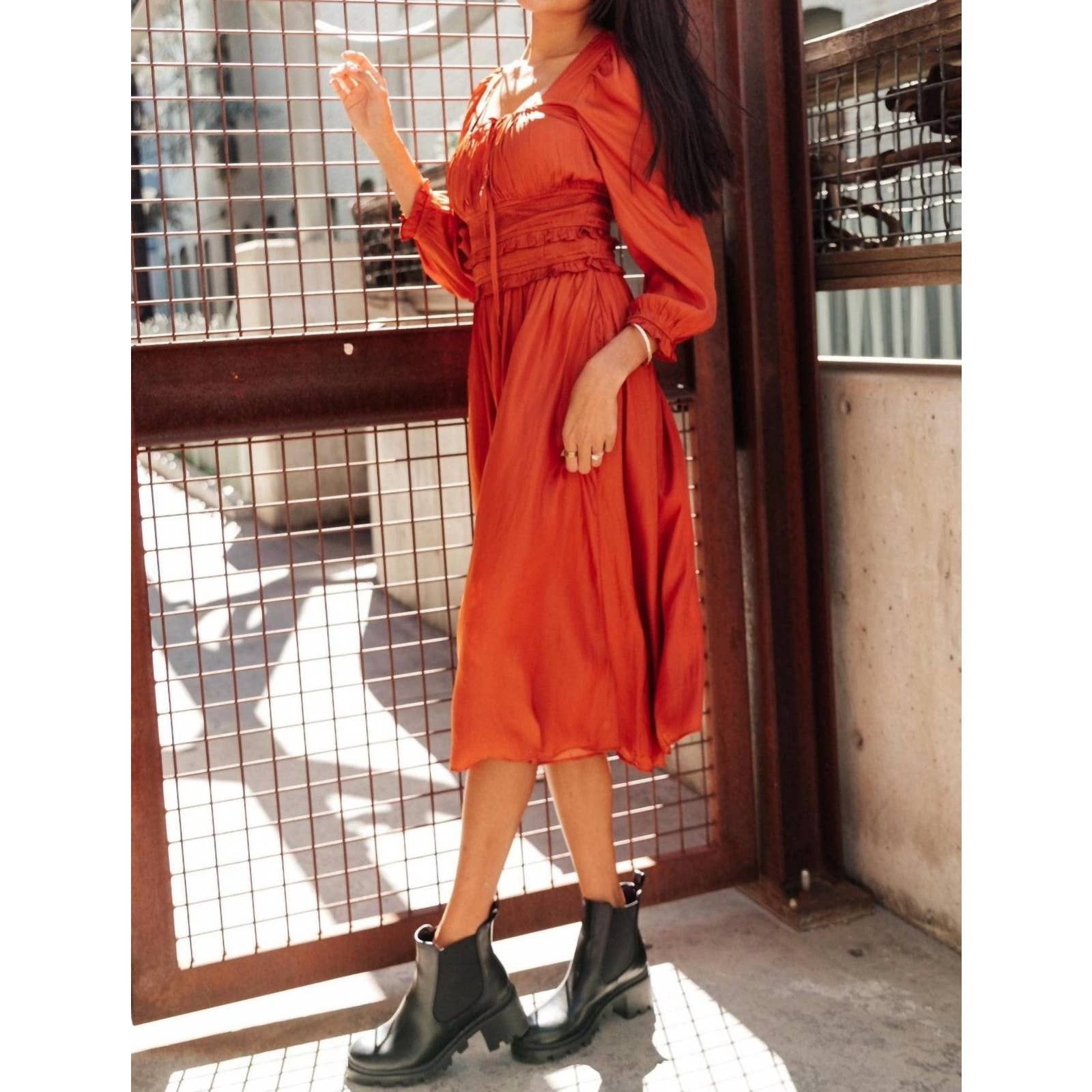 Olive OLIVE AND PAIX Isabella Midi Dress In Rust | Grailed