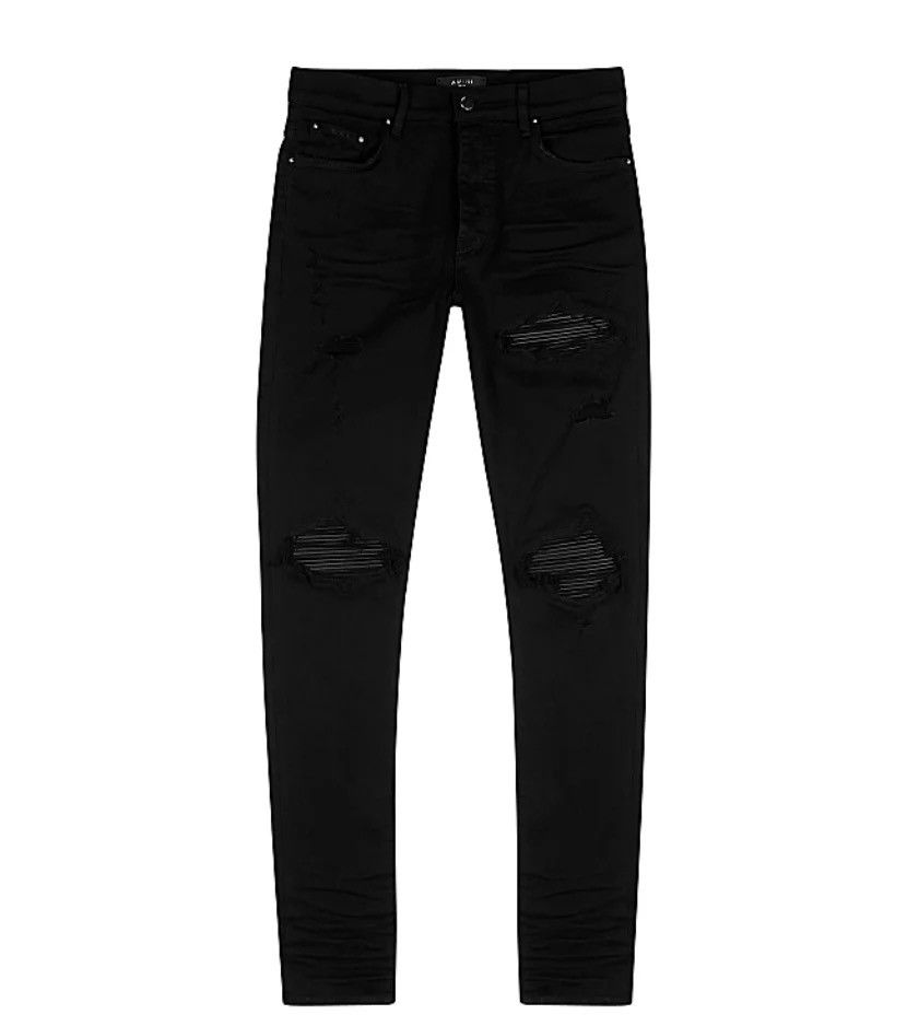 Amiri Amiri MX1 Leather Patch Jeans Black | Grailed