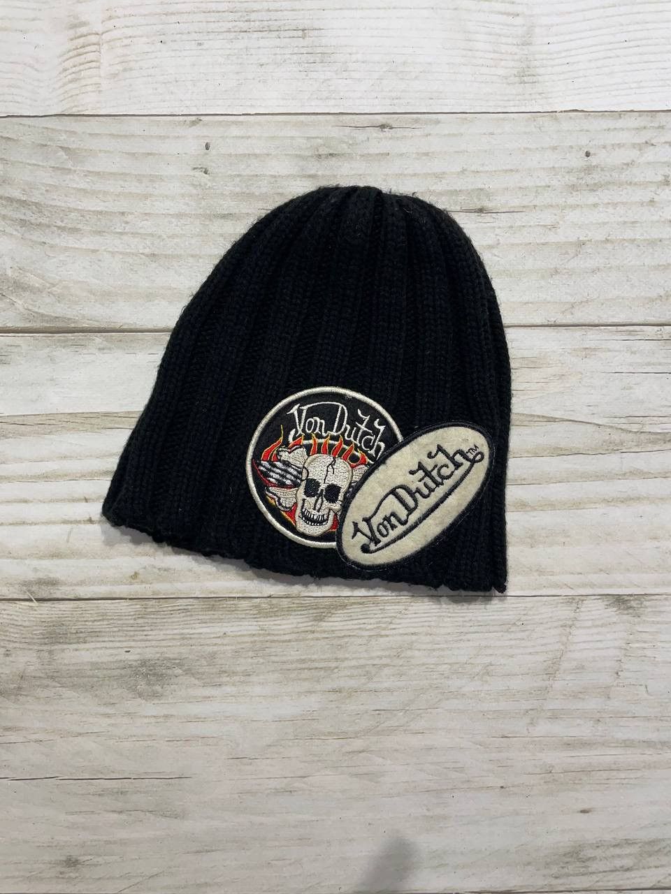 Vintage Vintage Von Dutch Double Patch Knited Hat Scull Japanase | Grailed