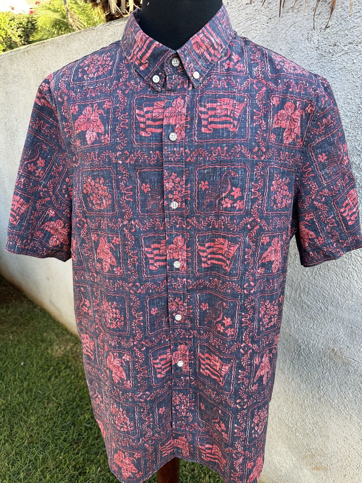 Reyn Spooner Reyn Spooner Tailored Fit Hawaiian Print Red/Blue Men's XL ...