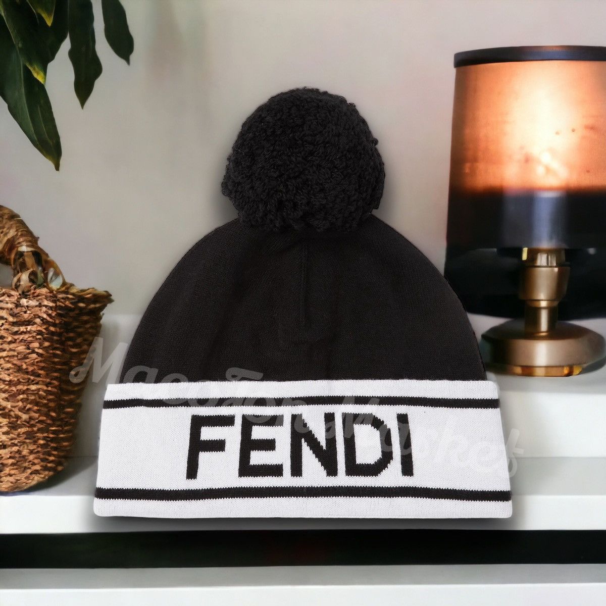 Fendi Fendi Logo-Intarsia Cotton/Wool Blend Beanie | Grailed