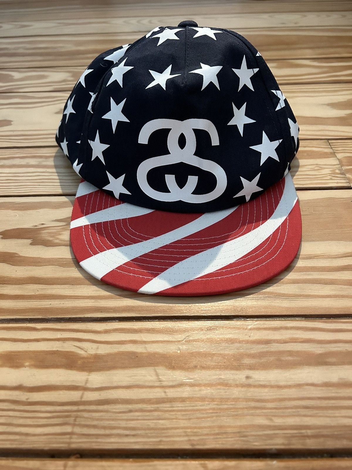 Vintage Stussy American Flag Snapback Hat | Grailed