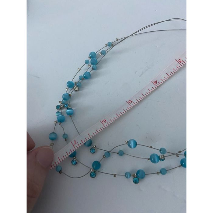 Generic Layered light blue cats eye bead necklace | Grailed