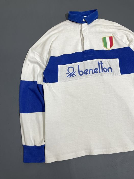 Vintage 80s Iconic Benetton Stripped Rugby Polo Shirt Retro Style | Grailed