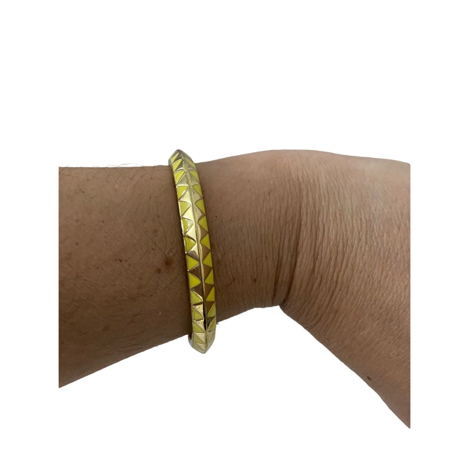 Generic Gold tone and yellow enamel slim cuff bracelet | Grailed