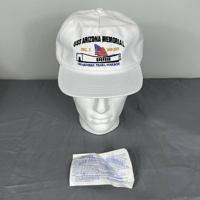 Military USS Arizona Memorial Hat Cap White Adjustable Pearl Harbor ...