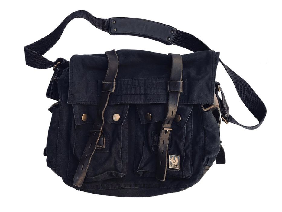 Vintage Belstaff Colonial Canvas Leather Messenger bag | Grailed