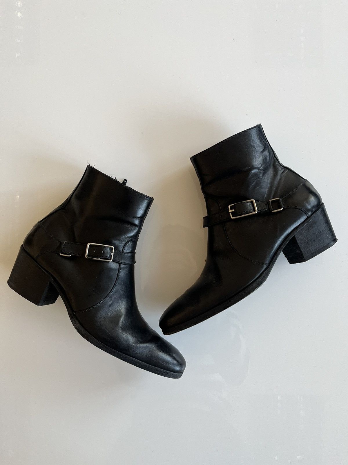 Dior × Hedi Slimane Dior Homme AW06 Leather Cuban Heel Boots by Hedi ...