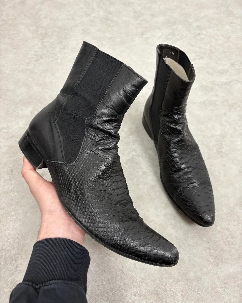 Roberto Cavalli 2000s Cavalli Black Python Leather Boots | Grailed