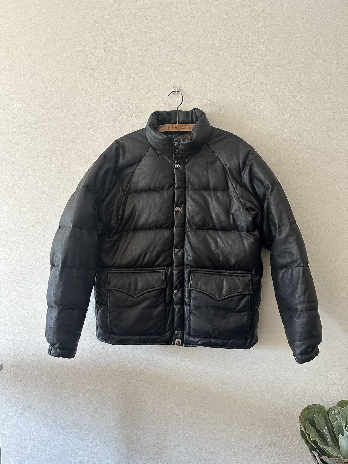 Bape Rare Bape Classic Leather Lambskin Down Puffer Jacket | Grailed