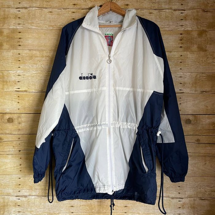 Diadora Diadora Soccer Vintage Blue & White Windbreaker Jacket | Grailed
