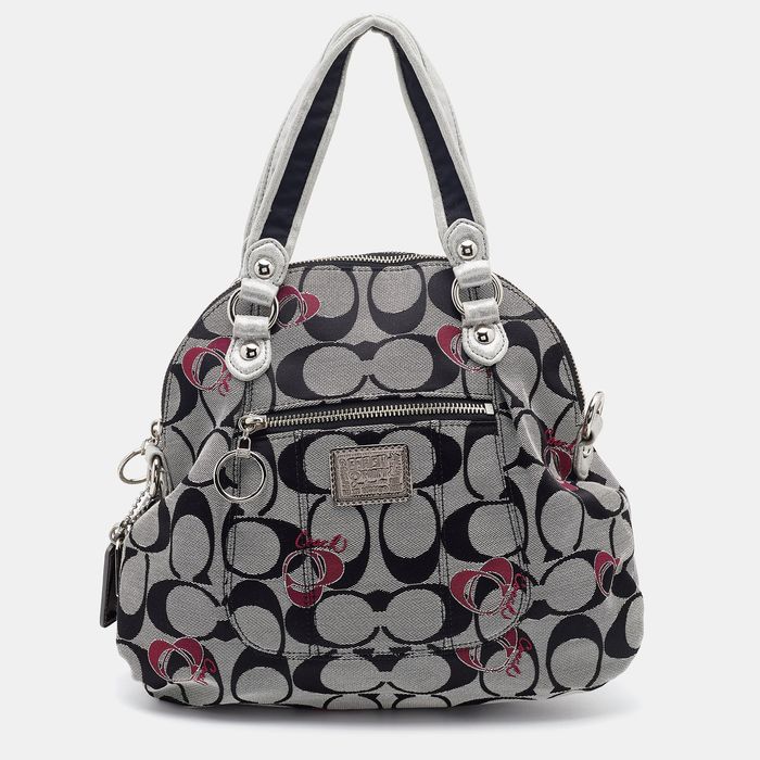 Coach COACH Grey/Black Leather and Signature Canvas Poppy Satchel | Grailed