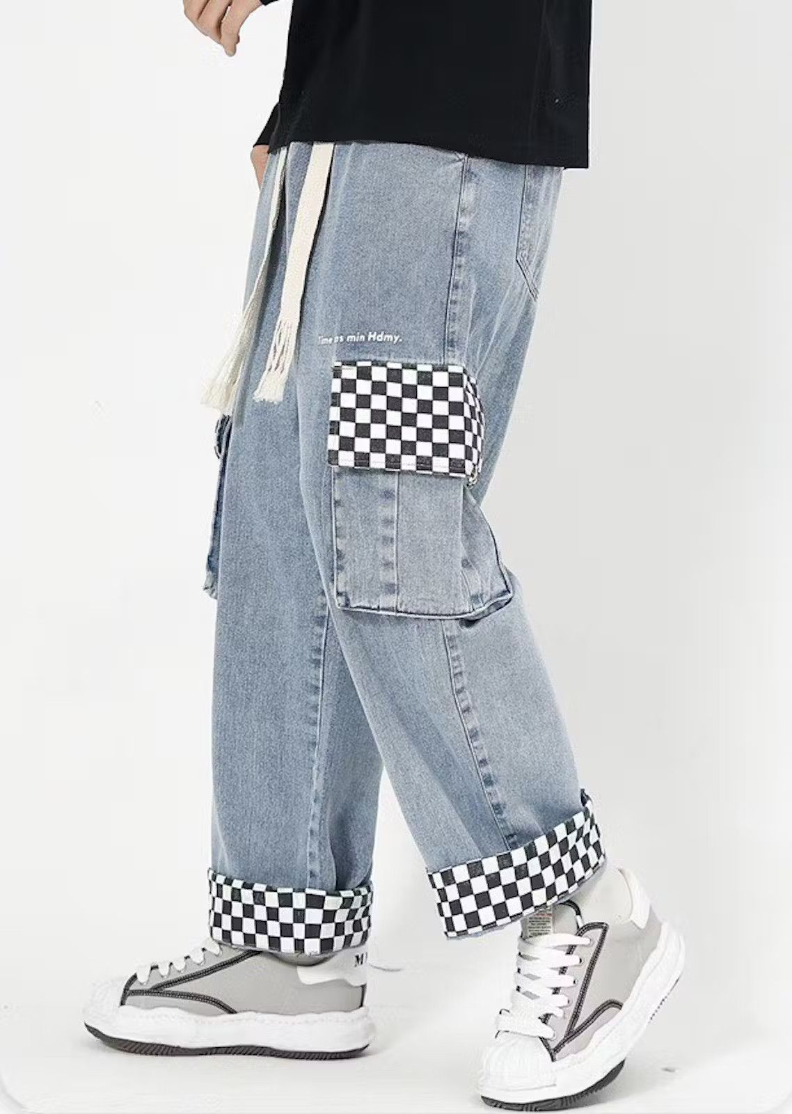 Vintage Washed blue 90s y2k checkerboard pocket pants | Grailed