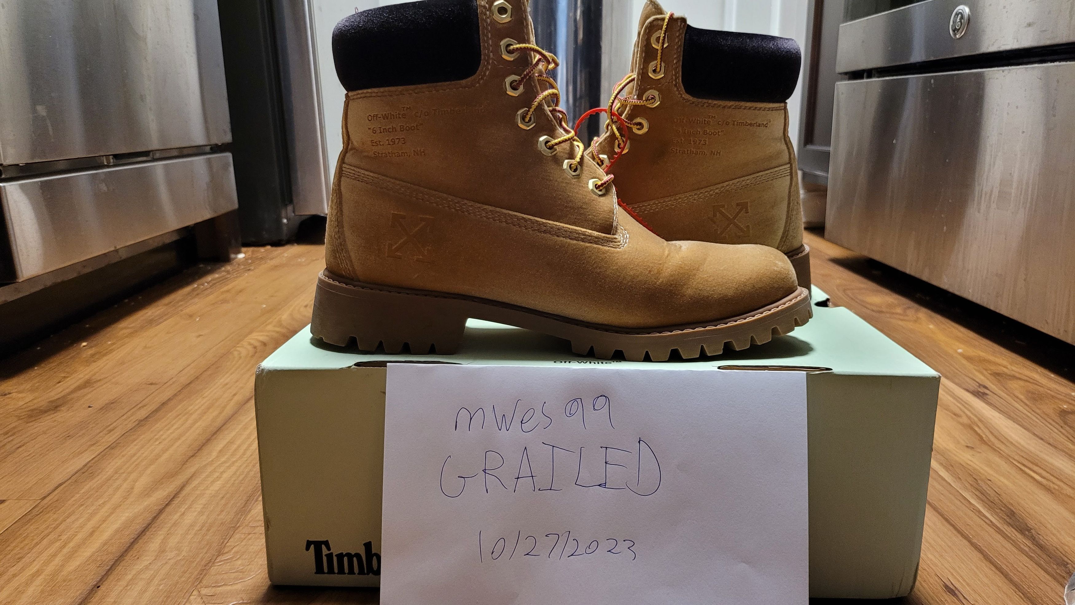 Timberland Off-White x Timberland Wheat Velvet 6-inch Boot | Grailed