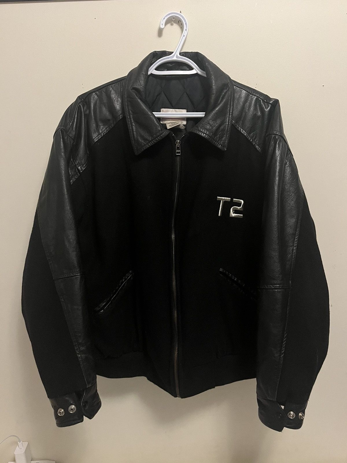 Movie × Vintage 1991 Terminator 2 Movie Promo Varsity Leather Jacket ...
