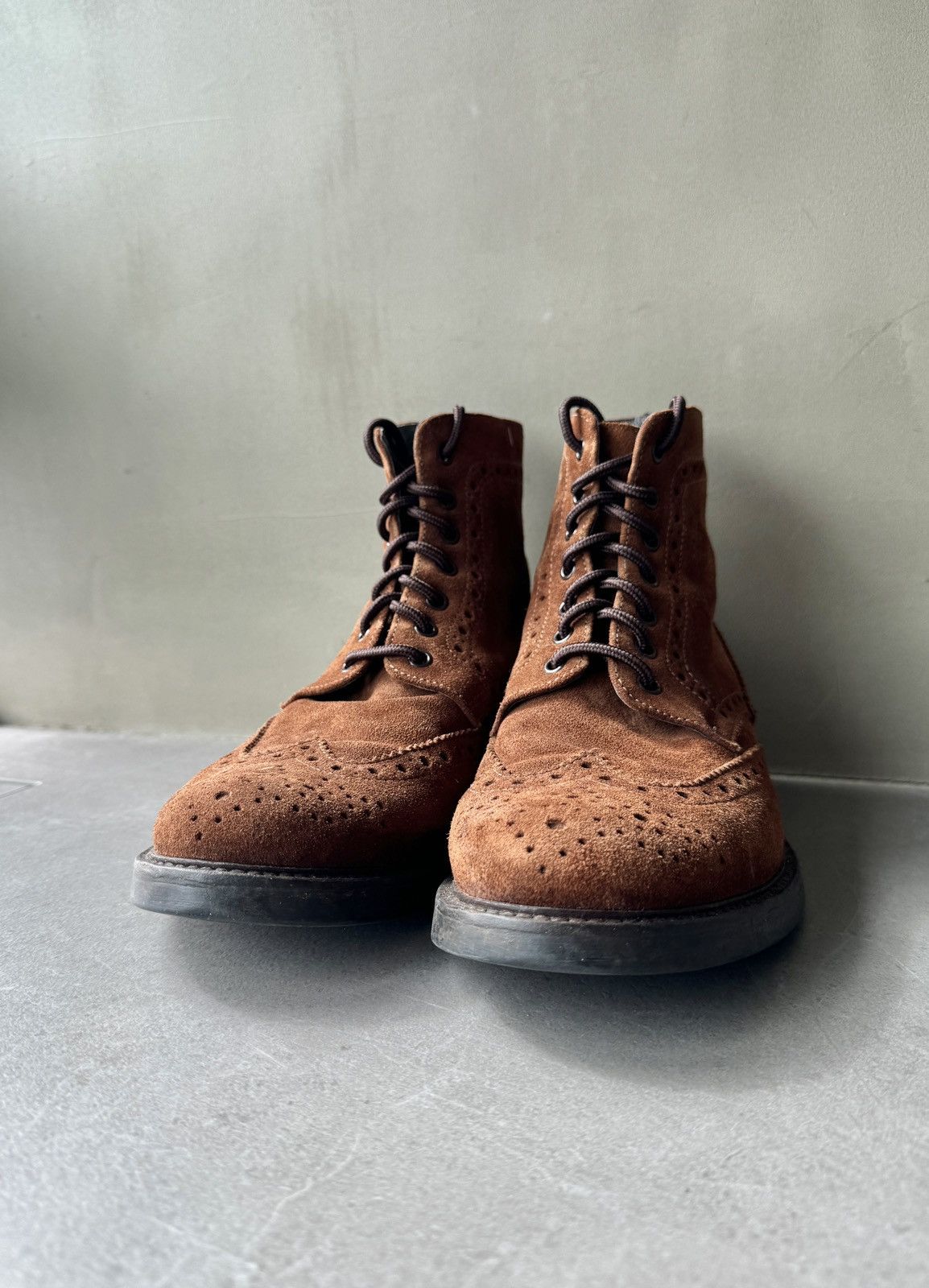Italian Designers BOEMOS Italy Made Brown Suede Leather Mens Brogue ...