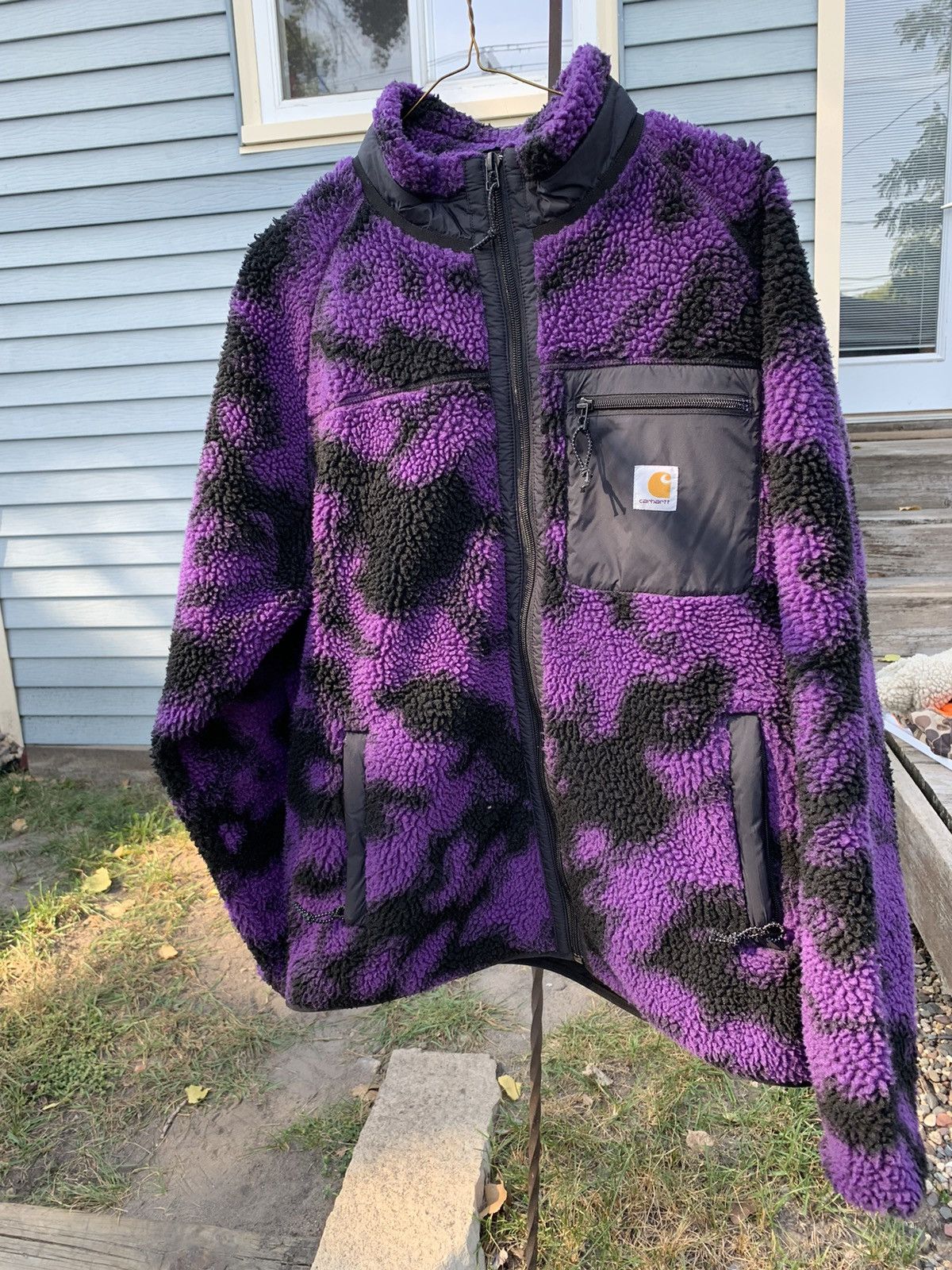 Carhartt × Carhartt Wip Carhartt WIP lean-camo sherpa jacket | Grailed