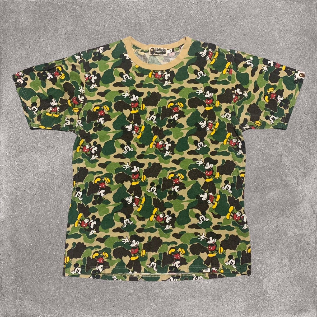 Bape Bape Medium Mickey Mouse Green ABC Camo Tee Vintage | Grailed