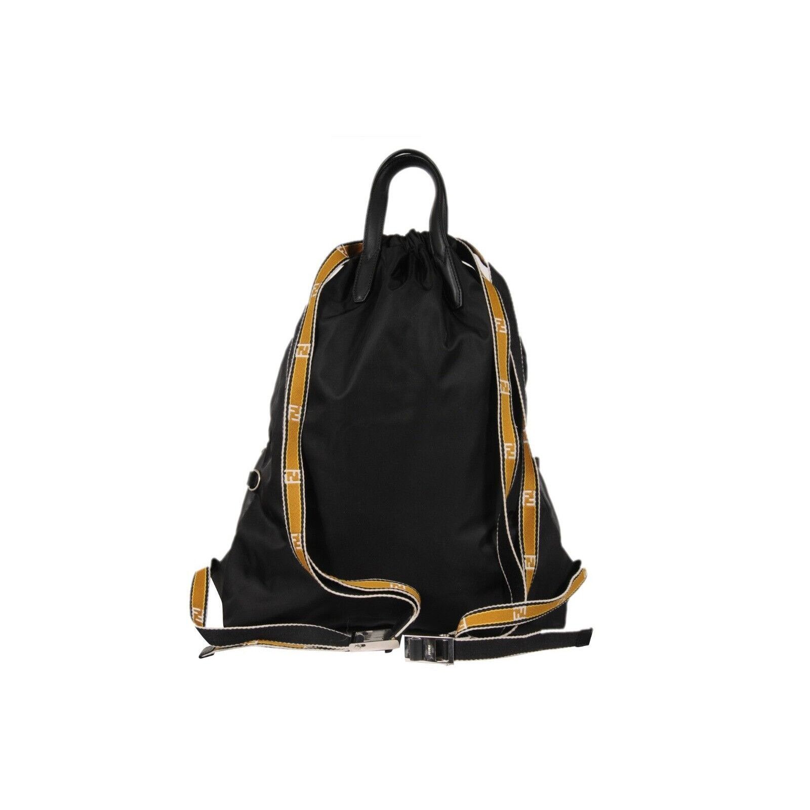 Fendi Nylon Vitello Drawstring Backpack Black Leather | Grailed