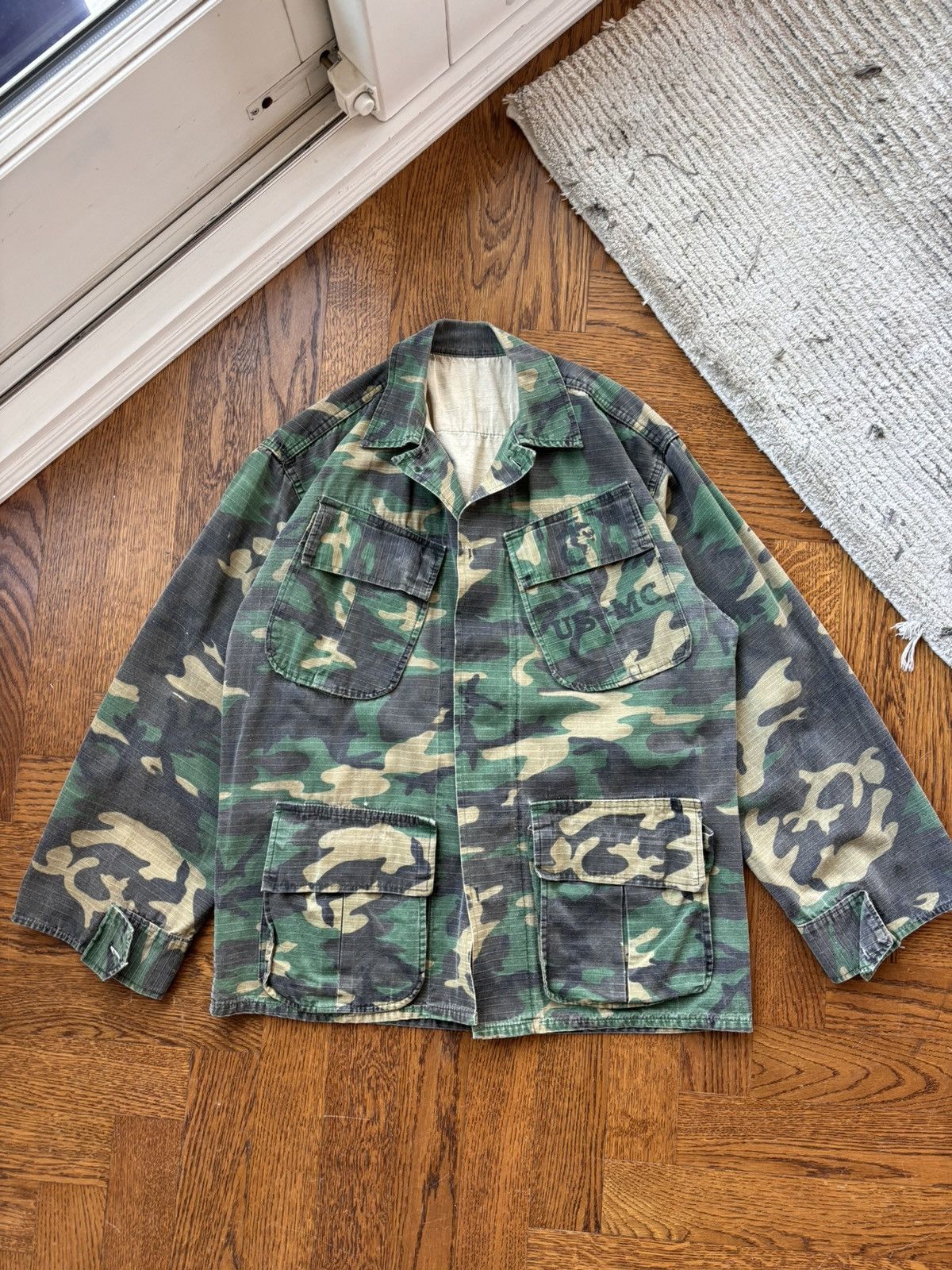 Vintage 1970s Vintage USMC ERDL Woodland Camo Vietnam Combat Jacket ...