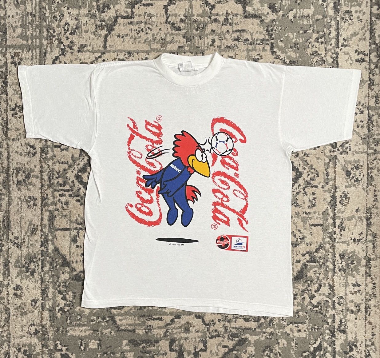 Vintage Vintage White Tee T-shirt World Cup France 1998 Coca Cola | Grailed