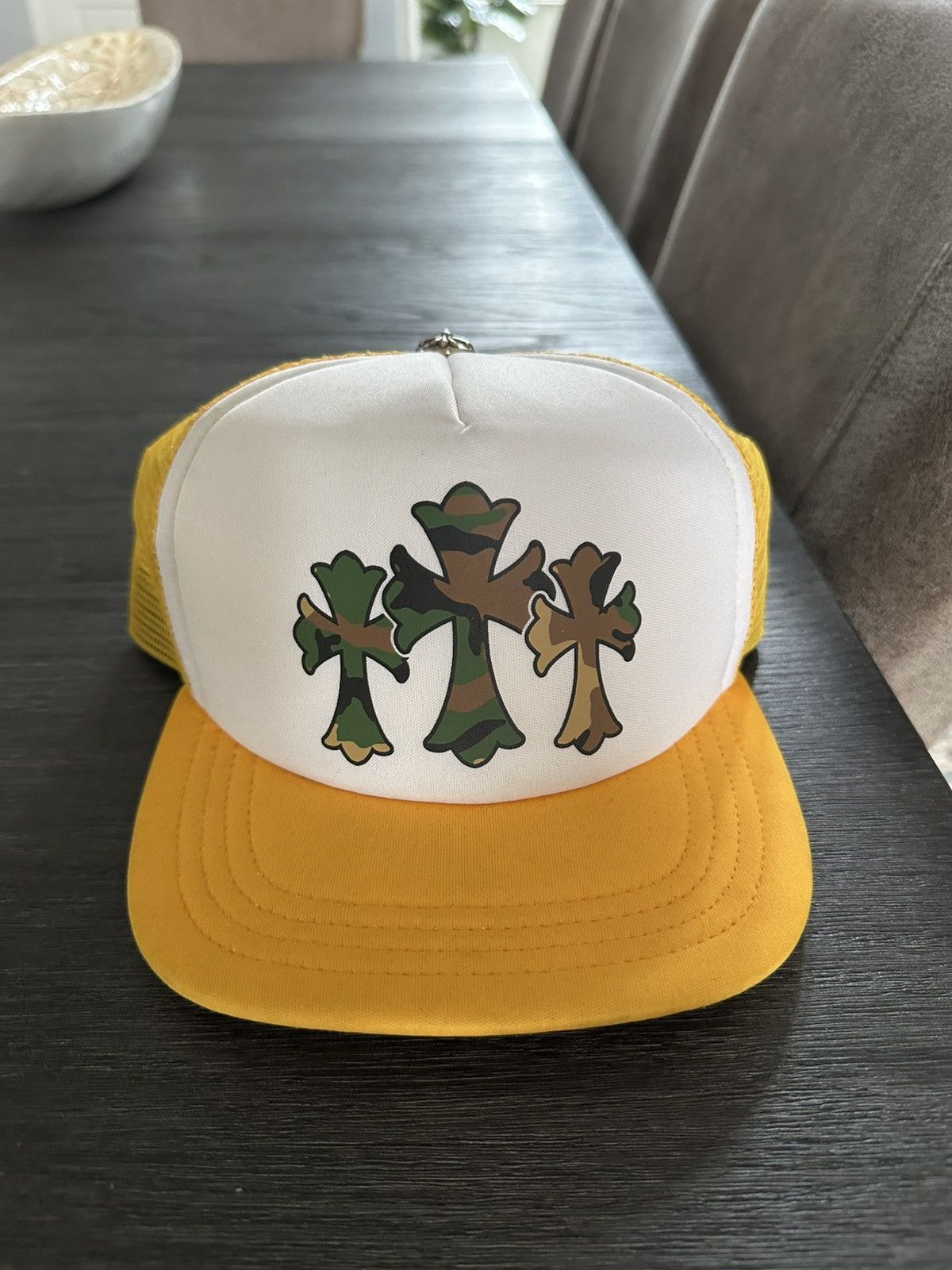 Chrome Hearts Chrome Hearts Triple Cross Trucker Hat Yellow Camo | Grailed