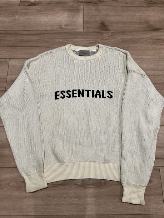 Fear of God White/Black Fear of God Essentials Knit Sweater | Grailed