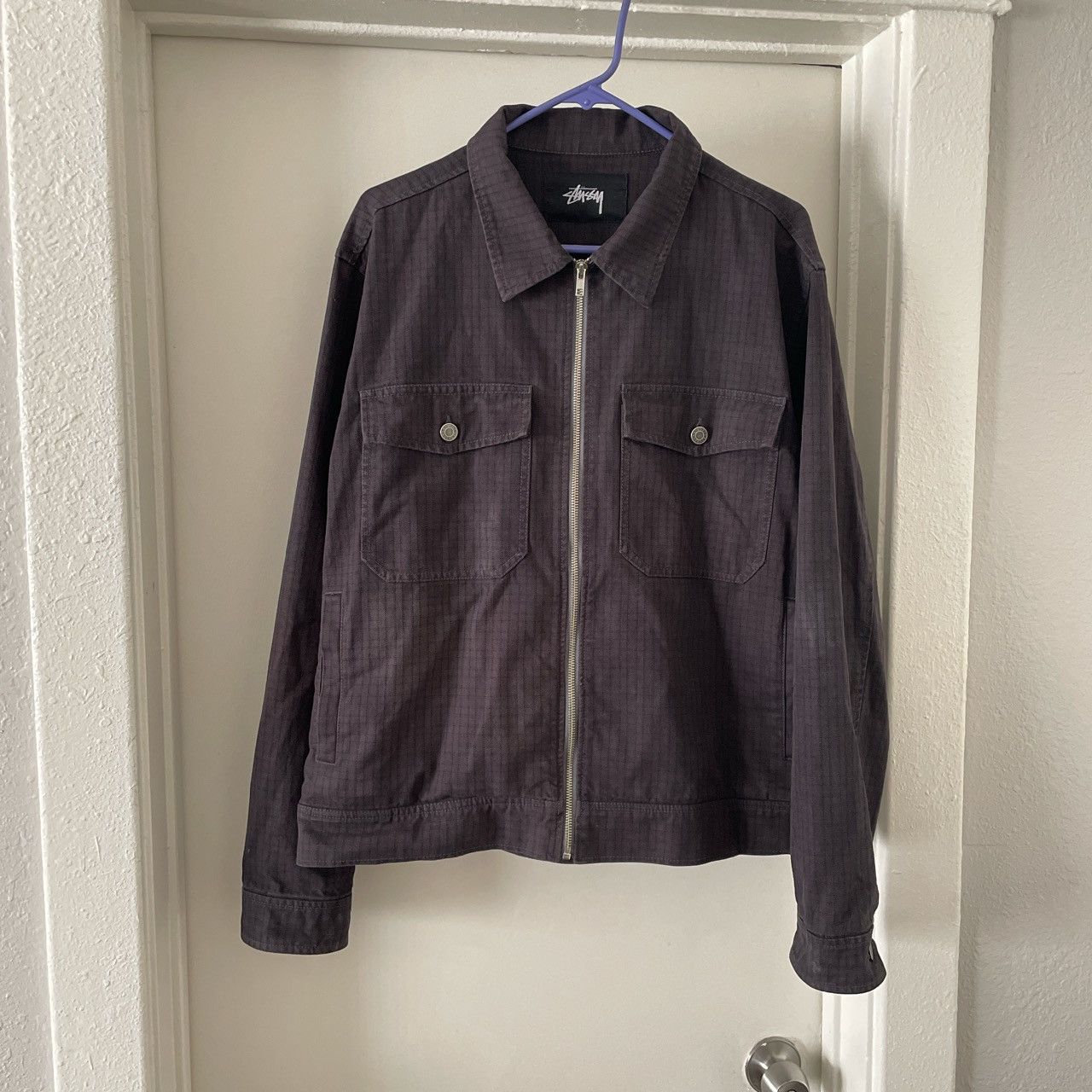 Stussy Gray Plaid Stussy Trucker Jacket | Grailed