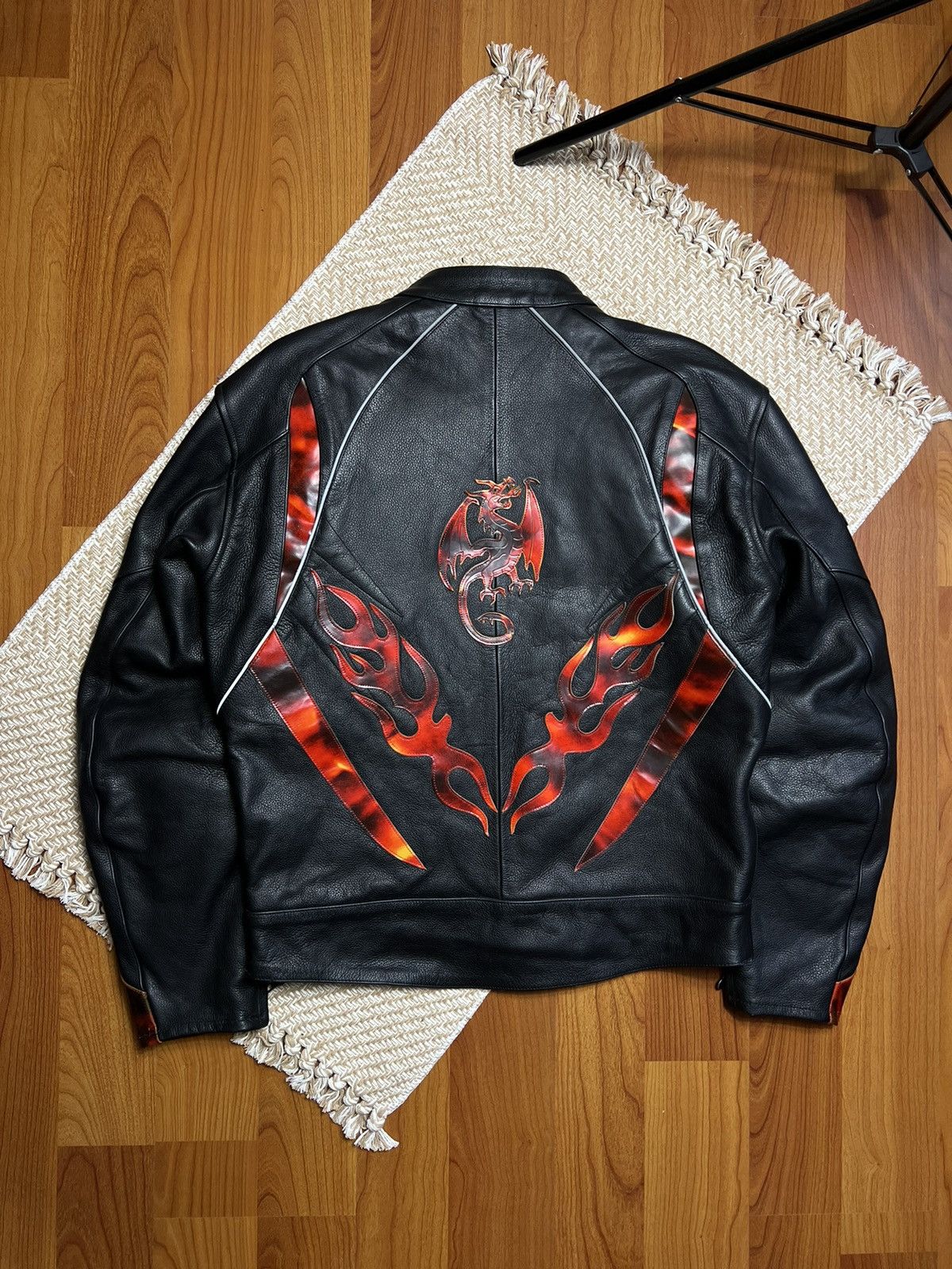 Japanese Brand × Leather Jacket × New Rock New Rock DRAGON Rare Leather ...