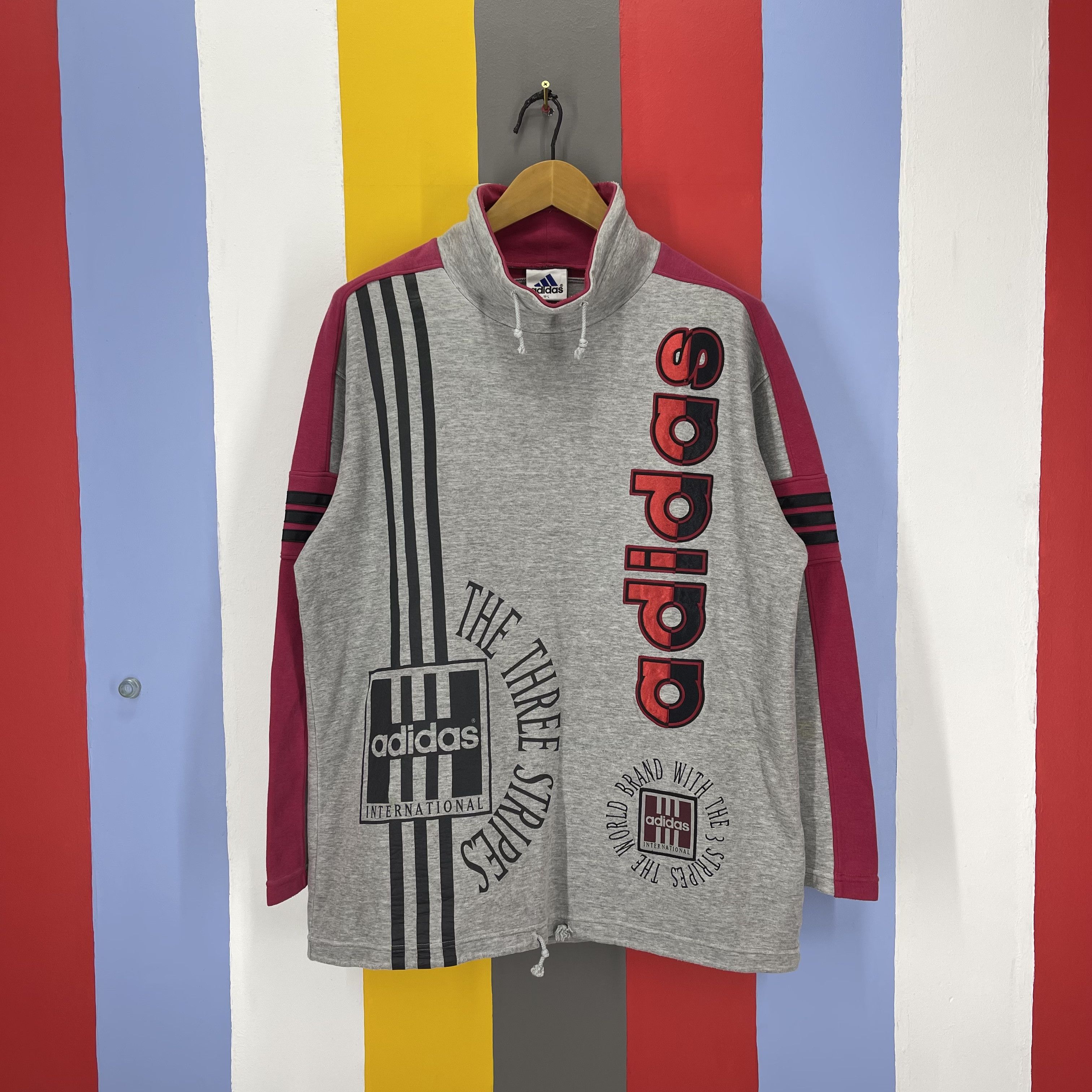 Adidas × Descente × Vintage 90s Vintage ADIDAS THREE STRIPE Sweatshirt ...