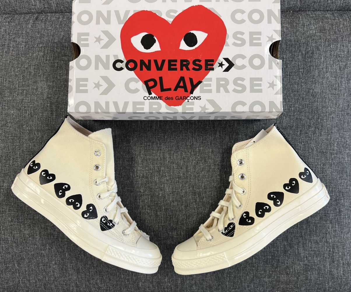 Comme des Garcons CDG High White / Black Multi Heart Logo | Grailed